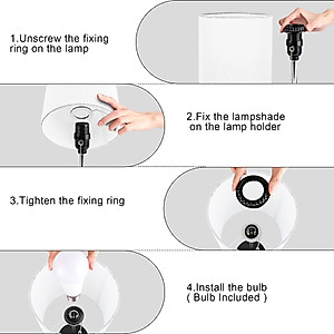 3 Color Temperature Bedside Table Lamps Set of 2, Modern Small Lamp with USB and Outlet, Bedroom Lamp for Nightstand with Chain Switch, White Desk Lamp for Living Room, Two Bulbs Included