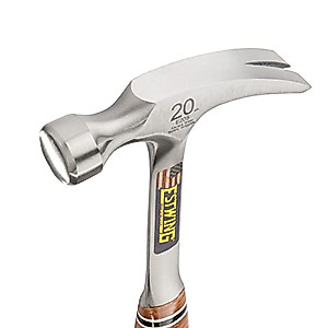 Estwing Hammer - 20 oz Straight Rip Claw with Smooth Face & Genuine Leather Grip - E20S