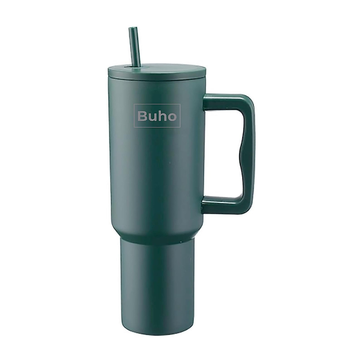 Buho Outdoor Tumbler, 40 oz, Double-Wall Insulated, Ergonomic Handle with Lid Straw (Dark Green)