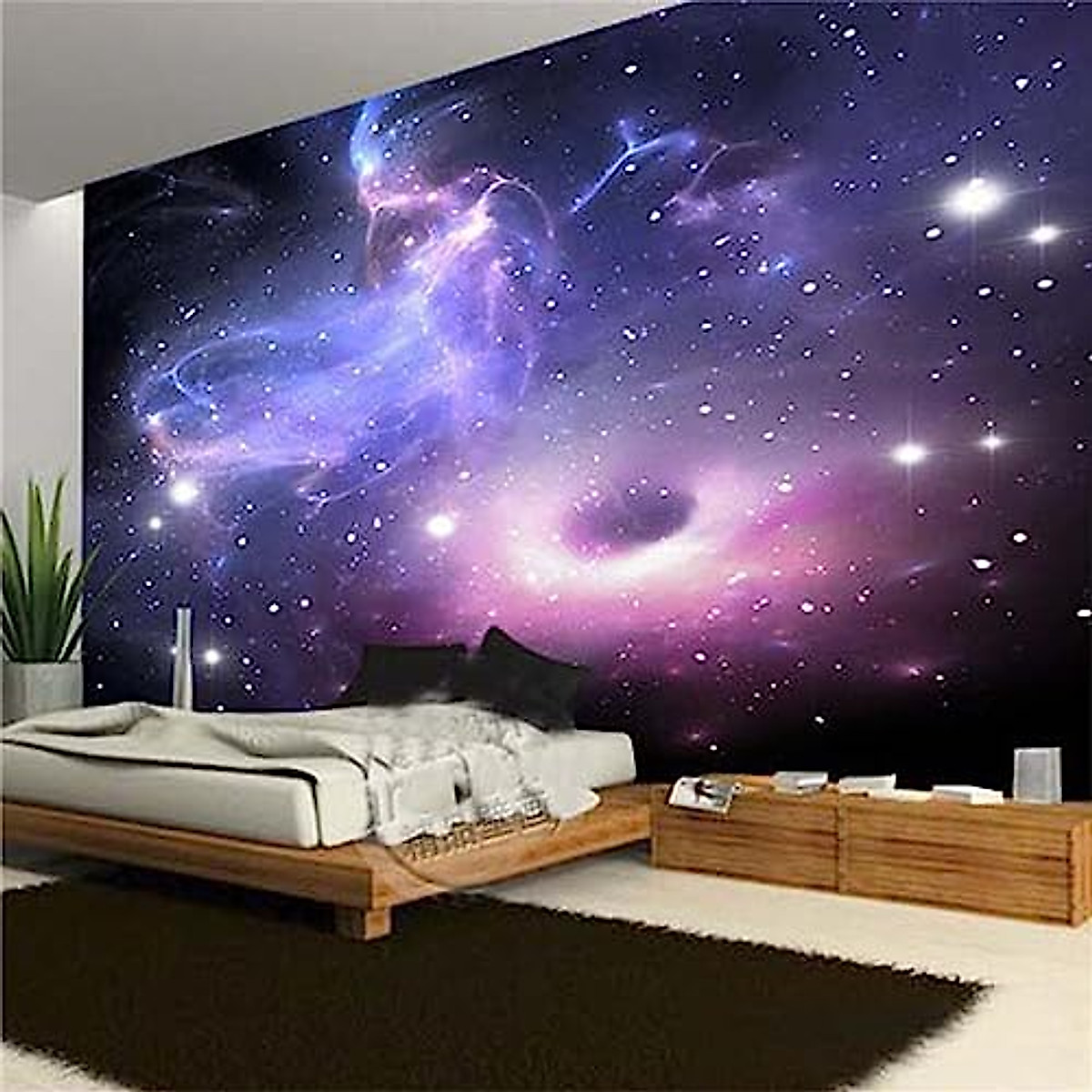Modern HD Wallpaper, Universe Stars Galaxy Space Render Pattern Wallpaper, Wrinkle Free Wear Resistant Wall Decals for Shelves Workshops Cabinets Wall Covering Decor Murals-78.7" W x 55.1" H