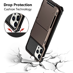 Vofolen for iPhone 14 Pro Max Case Wallet Cover 4-Card Credit Card Holder ID Slot Scratch Resistant Dual Layer Hybrid Protective Hard Shell Rugged TPU Bumper Armor Case 6.7 inch Gun