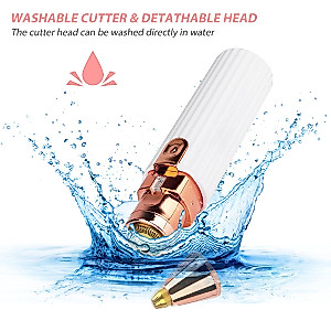 Facial Hair Removal for Women, Number-one 2 in 1 Eyebrow Epilator Electric Painless Facial Hair Remover, Rechargeable Waterproof Shaver with Built-in LED Light for Peach Fuzz Eyebrow Lip Hair (White)