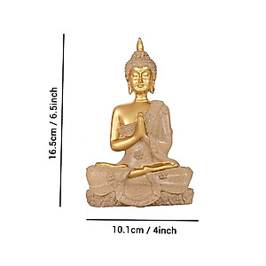 TIED RIBBONS 6.5" Buddha Statue | Resin, Golden | Buddha Decor for Living Room, Zen Garden, Table Decor, Feng Shui Decoration, Spiritual Décor | Buddha Statue Indoor, Buddah Gift