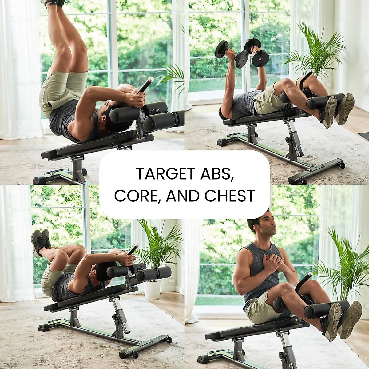 Finer Form Semi-Commercial Sit-Up Bench For Core Workouts and Decline Bench Press. Adjustable Weight Bench with Reverse Crunch Handle with 4 Adjustable Height Settings. Great Ab Workout Equipment