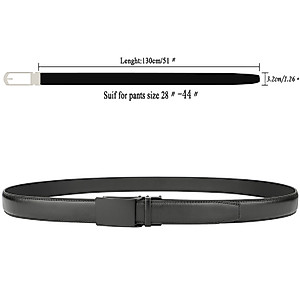 HIMI Men's Comfort Genuine Leather Ratchet Dress Belt with Automatic Click Buckle (Suit Pant Size 28"-44", Style 2 -Black)