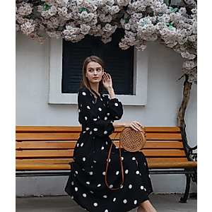 Rattan Bags for Women - Handmade Wicker Woven Purse Handbag Circle Boho Bag Bali - Crossbody Heart