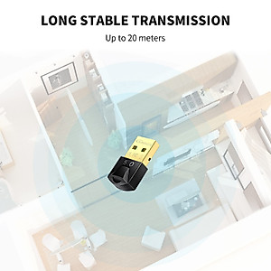 Bluetooth Adapter for PC 5.0, ALINKVITE Bluetooth Adapter for Win 11/10/8.1/8/7, Bluetooth Dongle with Ultra-Range, Mini-Sized, Dual-Mode, Bluetooth Dongle for PC