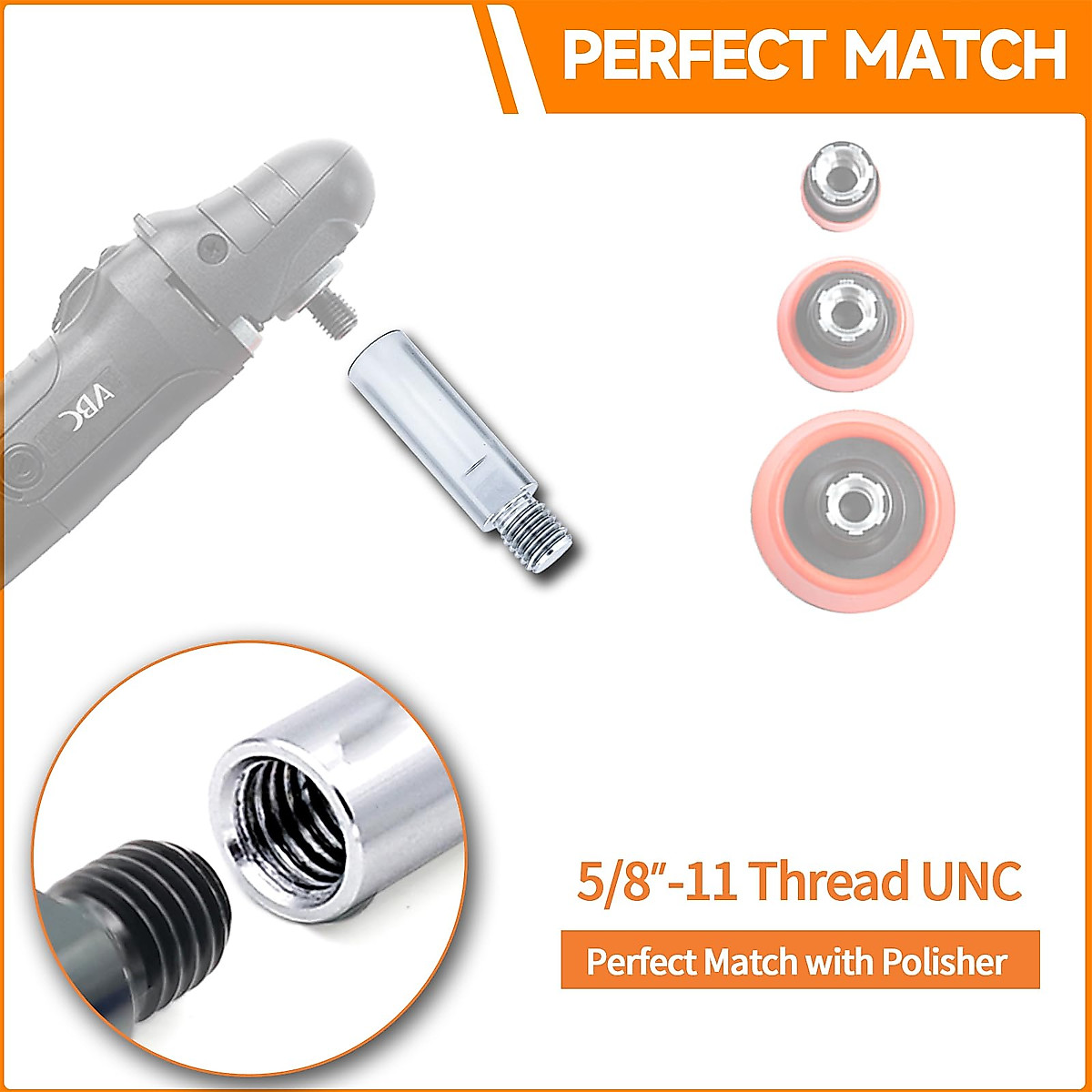 Bridiof 5/8"-11 Rotary Extension Shaft, 3" & 3" & 5", 3 pcs Aluminum Connecting Rod Extender for Car Polisher, Angle Grinder, Backing Plate