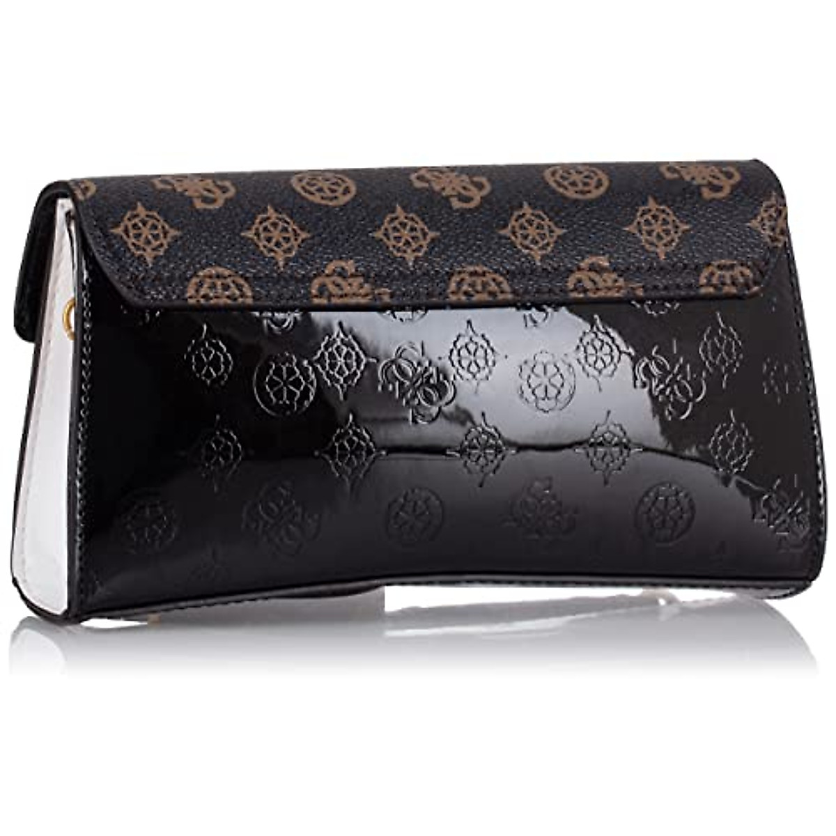 GUESS womens Zira Mini Crossbody Flap, Mocha Logo/Black, one size US