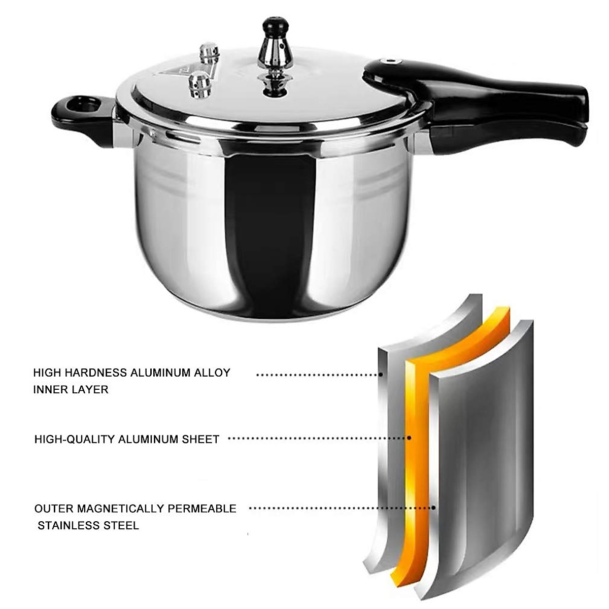 DSFHKUYB Stainless Steel Pressure Cooker, Suitable on All hob Types Including Induction, Stainless Steel, Diameter: 16 cm,5L