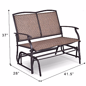 Giantex OP3100-New Patio Glider Bench, Brown 41.5"X28.0"X37"(LXWXH)