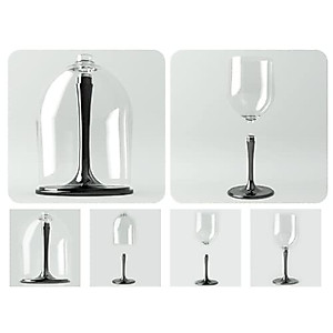 BOSO Portable Collapsible Wine Glass-Unbreakable, Plastic Wine Glass-BPA FREE, Dishwasher Safe, Detachable Stem Wine Cup -Perfect for Camping, Outdoor, and Travel(black color), D8.0*H11.0CM