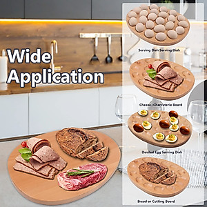 24-Hole Egg-Shaped Deviled Egg Platter, Reversible Wooden Egg Tray,Grilled Cheese Serving Holder, Birthday Celebration, Easter, Thanksgiving