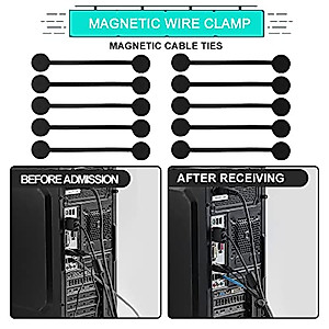 Kamemc Black Magnetic Cable Ties 10-Pack, Silicone Cord Twist Ties Magnet Strap for Charging Wire Organizer, Earphone Cords Wrap, Fridge Magnets, Storage Or Travel