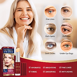 Retinol Under Eye Brightener Stick, Dark Circles Under Eye Treatment for Women with 5% Hyaluronic Acid Complex - Anti Aging Eye Cream for Puffiness and Bags Hydrates, Firms and Brightens Eyes 0.1oz(3g) 2 pack