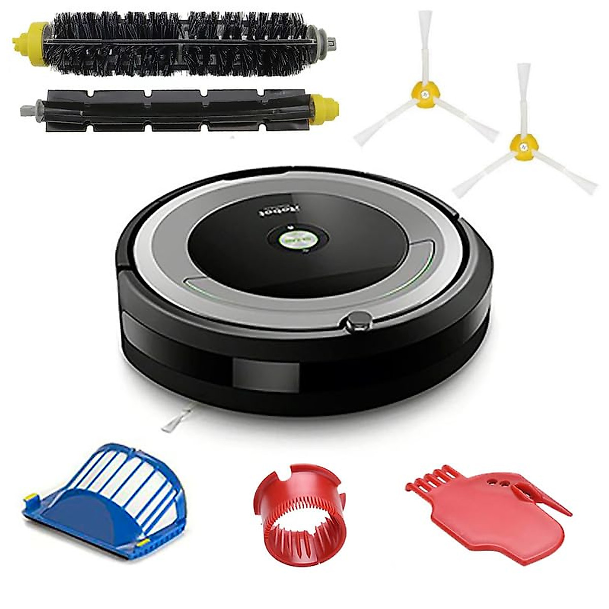 Replacement Parts Kit for irobot Roomba 600 Series 694 676 675 692 695 677 671 690 680 660 650 620 614 610 600 & 500 Series 595 585 564 Vacuum Robot, 1 Set Main Brush, 2 Filter, 4 Side Brushes