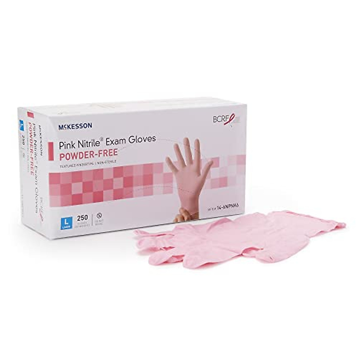 McKesson Pink Nitrile Exam Gloves - Powder-Free, Latex-Free, Ambidextrous, Textured Fingertips, Non-Sterile - Size Small, 250 Count, 1 Box