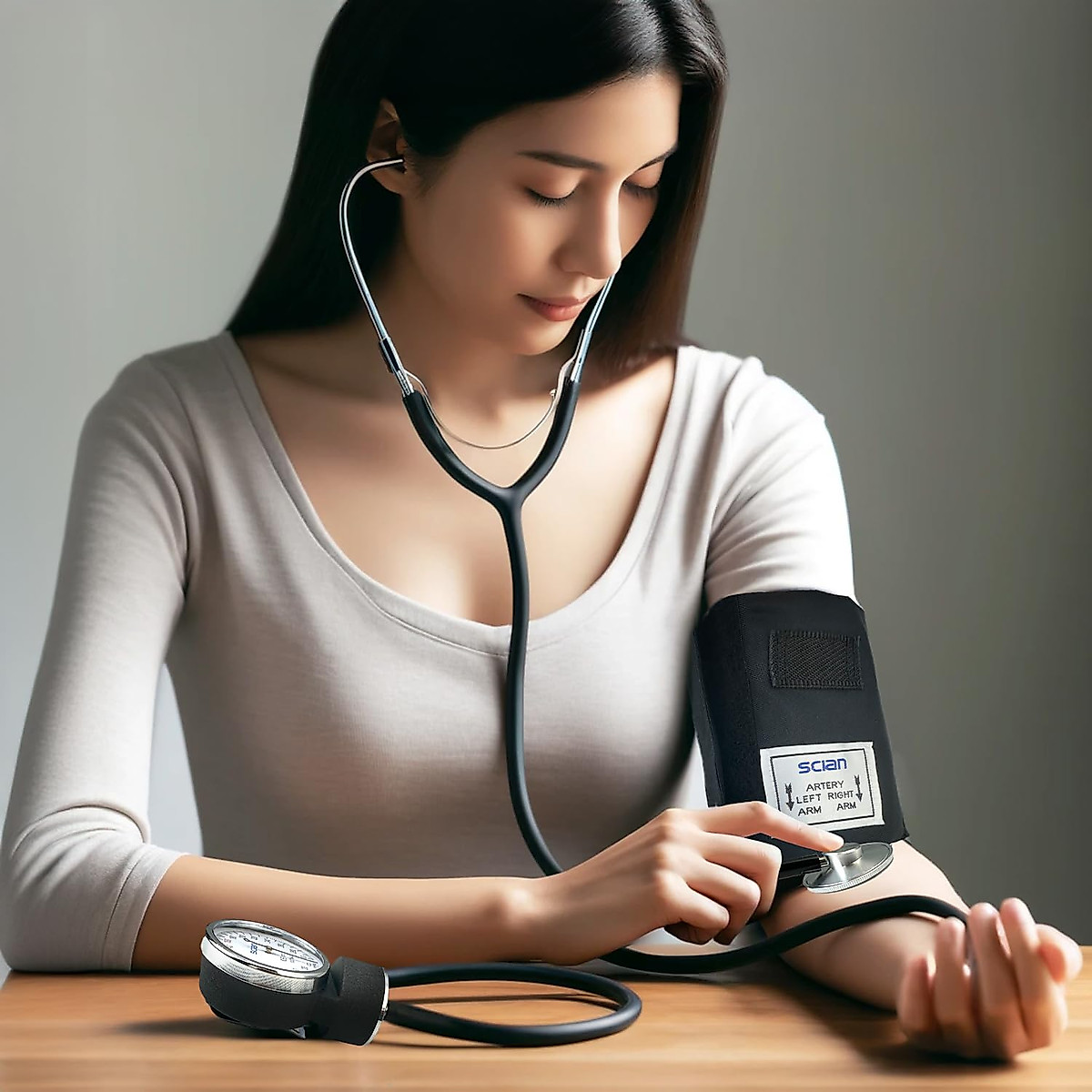 Scian Manual Blood Pressure Cuff with Stethoscope – Professional Aneroid Sphygmomanometer with Adult Cuff 8.7”-16.5”& D-Ring, Classic Bp kit with Carrying Bag (Black)