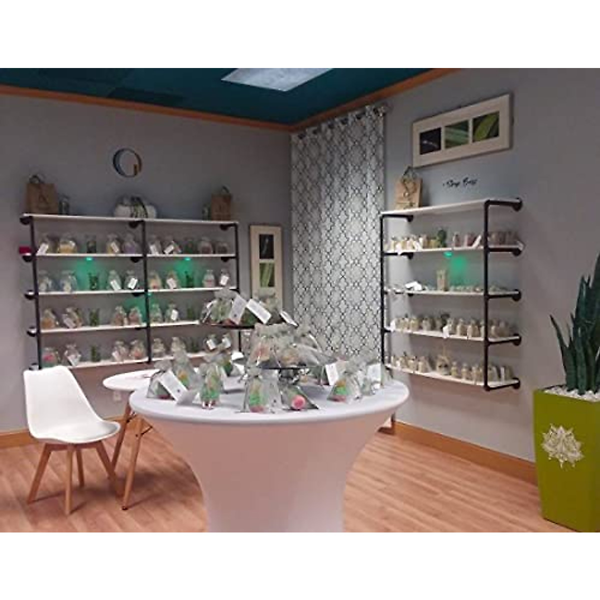 FOF FRIEND OF FAMILY (52" Tall,5 Tier, 2 pcs) Industrial Retro Wall Mount Iron Pipe Shelf Hung Bracket DIY Storage Pipe Shelving Bookshelf