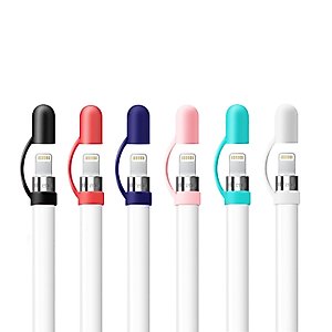 [6 Pack] Fudda Silicone Cap Holder for Apple Pencil 1st Gen - Protective Cover & Tether Accessories Compatible with New iPad 9th, iPad 8th/7th/6th, iPad Pro 10.5, iPad Air 3rd, iPad Mini 5 Pencil
