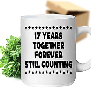 17 Years Together Forever Gifts - Gift for Couples on Grey Multicolor Unisex Sweat and 11 Oz White Ceramic Coffee Mug