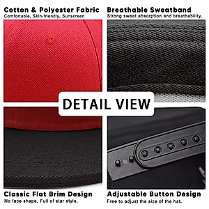 Classic Flat Bill Snapback Hats for Men Women, Hip Hop Style Unisex Adjustable Plain Baseball Cap-White