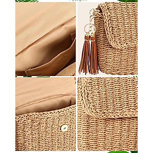 Glitopper 5 Pcs Women Beach Hat and Straw Crossbody Bag Rattan Earrings Sunglasses Summer Shoulder Bag for Summer Beach