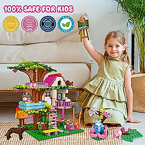 HOGOKIDS Tree House Building Toy with LED Light - 613PCS STEM Treehouse Girl Building Block Set with Fountain Animals, Birthday Gifts for Girls Boys Kids Ages 6 7 8 9 10 11 12+