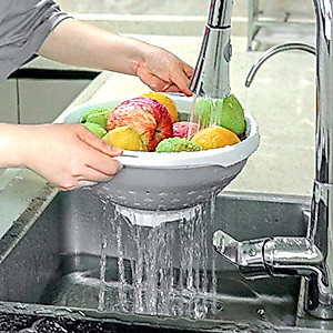 QiMH Collapsible Colander and Strainer, 5 Quart(1.25 gal), Heavey Duty Kitchen Drainer Basket for Pasta, Veggies and Fruits, New Home Apartment Essentials