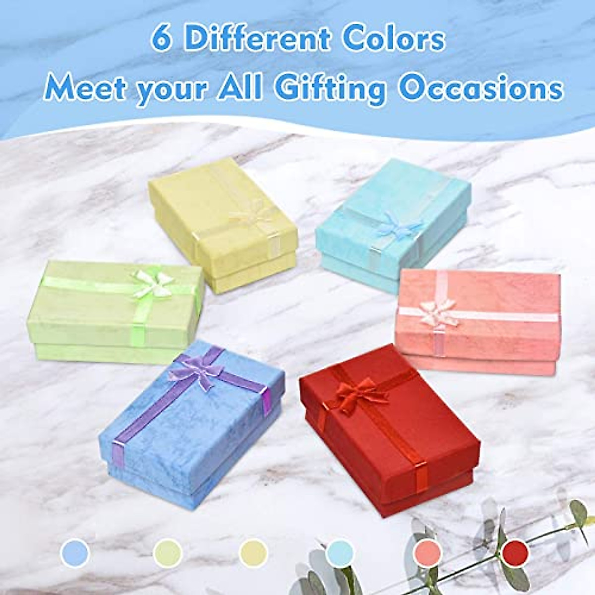 24-Piece Gifts Box Set, AQUEENLY Jewelry Gift Boxes for Rings, Pendants, Earring, Necklaces - Cardboard Jewelry Boxes for Anniversaries, Weddings, Birthdays, Assorted Colors - 3.2 x 2.0 x 1.1 Inches