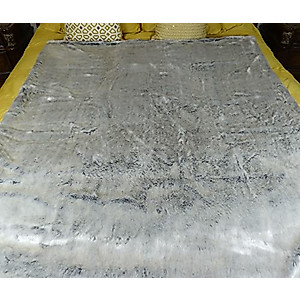 Thomas Collection Ice Blue Tissavel Faux Fur Blanket - White Fur with Blue Undertones - Ivory Chinchilla Blanket - Chinchilla Faux Fur Throw, Made in USA, 16452