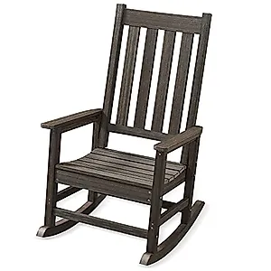 ACUEL Rocking Chair Outdoor, Oversize HDPE Patio Rocker Chairs, Weather Resistant 350lbs Heavy Duty Rocking Chair with High Back for Backyard, Porch, Fire Pit, Garden and Indoor (Dark Brown)
