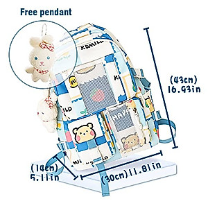 Futuredream Cute Aesthetic Backpacks ，For Teens Laptop Backpacks ， Bookbags for Teens Girls Women (With Rabbit Doll Pendant)
