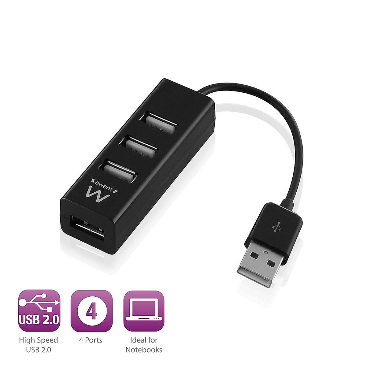 Ewent 4 Port USB 2.0 Hub - Black