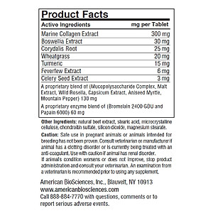 American BioSciences DGP, All-Natural Joint Supplement for Dogs - Joint Support with Turmeric, Boswellia Extract & More - Quick Effect for Immediate Mobility Support - 60 Chewable Pet Tablets
