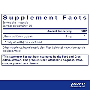 Pure Encapsulations Lithium (Orotate) 1 mg | Support for Calmness and Behavior | 90 Capsules
