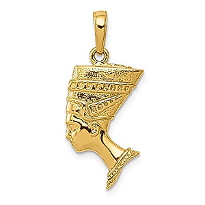IceCarats 14K Yellow Gold Queen Nefertiti Necklace Egyptian Goddess Pendant African Charm 28mm x 14mm Only