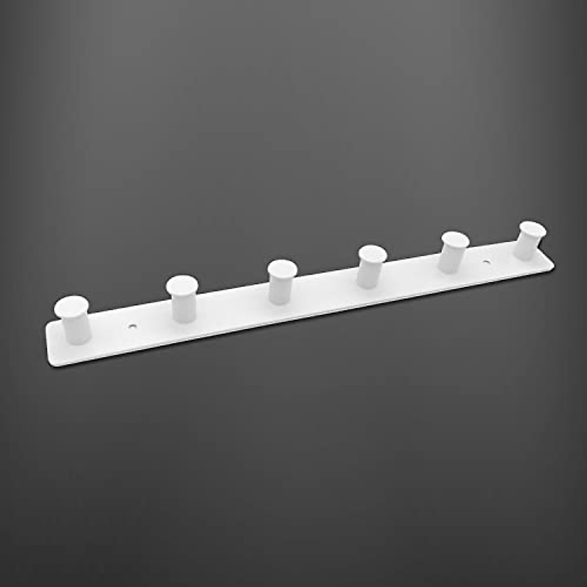 AJLTPA Coat Rack Wall Mounted, White Coat Hooks Adhesive & Screw in, Stainless Steel Door Hooks for Hanging Hat Towels Clothes, Hook Rail with 6 Round Hangers