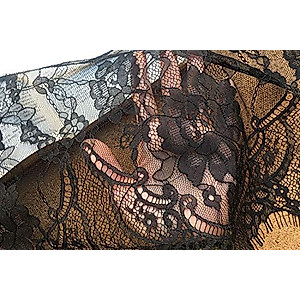 6 Yards 10 Inch Wide Flower Eyelashes Lace Fabric-Thin Lace Fabric-Embroidered Lace Fabric by the Yard-Lace Fabric for Dresses-Eyelash Lace Trim for Sewing Craft Decoration Wedding Curtain Table Cloth