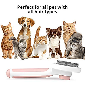 Cat Grooming Brush, Baytion Self Cleaning Cat Brushes for Dogs Cats for Long Haired & Short Hair Gently to Remove Loose Undercoat, Mats Tangled