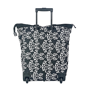 Olympia Fashion Rolling Shopper Tote - Damask Black, 2300 cu. in.
