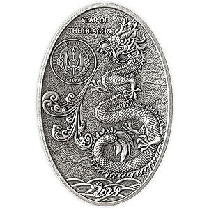 2024 DE Modern Commemorative PowerCoin Dragon Egg 3d Shaped 5 Oz Silver Coin 250 Francs Djibouti 2024 Antique Finish