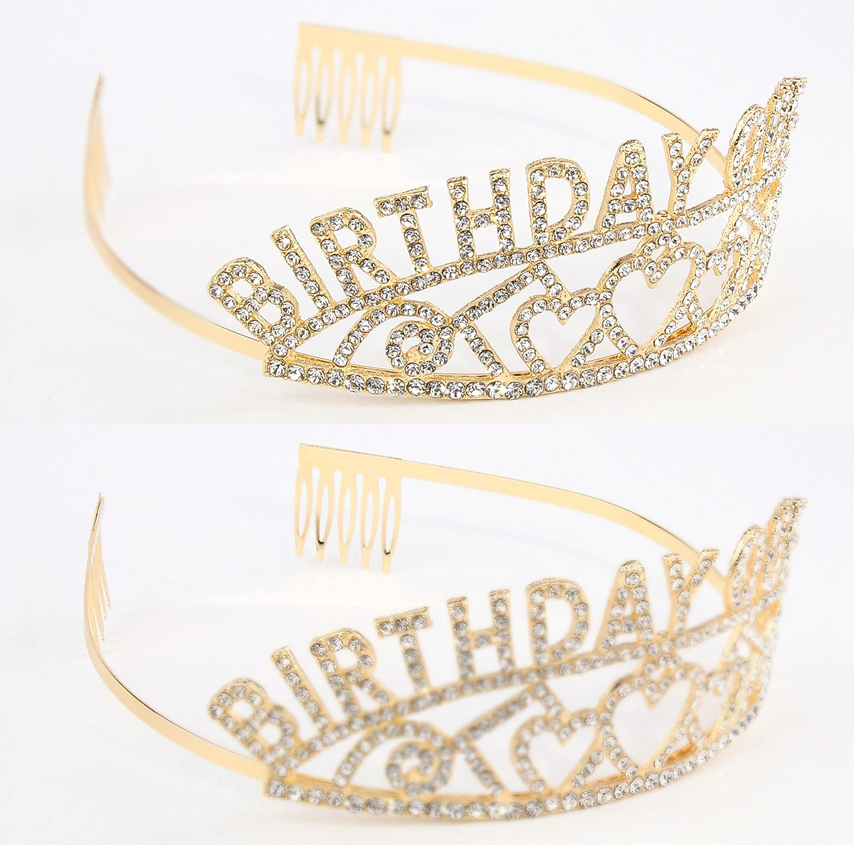 CAVETEE Birthday Queen Tiara and Sash- Birthday Tiara and Sash Birthday Party Favors Birthday Decorations for Women（Multi Color Letter）