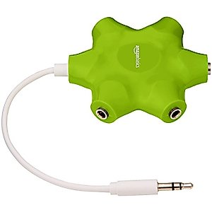 Amazon Basics 5-Way Multi Headphone Audio Splitter Connector, Lime Green