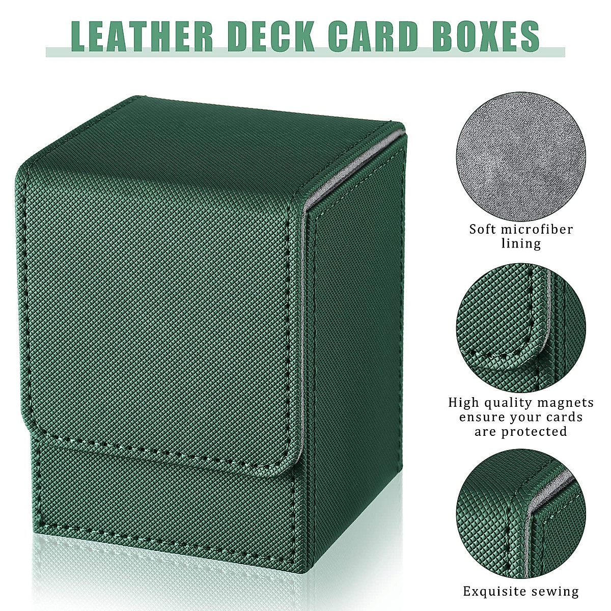 Yookeer 4 Pieces Leather Deck Card Boxes Cards Deck Game Box for Collectible Playing Card Box Compatible with MTG Commander Decks (Black and Red, Green, Blue, Red, Vertical)