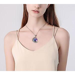 JTIISICY Blue Wing Dragon Moon Necklace Dragon Pendant Necklace or Dragon Keyring Dragon Jewelry Dragon Pendant Dragon Necklace