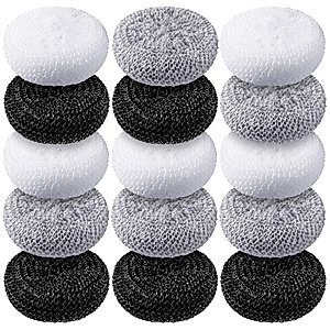 Plastic Dish Scrubbers for Dishes Plastic Pot Round Scrubber Scouring Pad Nylon Dish Scrubber, Poly Mesh Scouring Dish Pads Non Scratch Scrubbers Assorted Color (Simple Colors, 15)