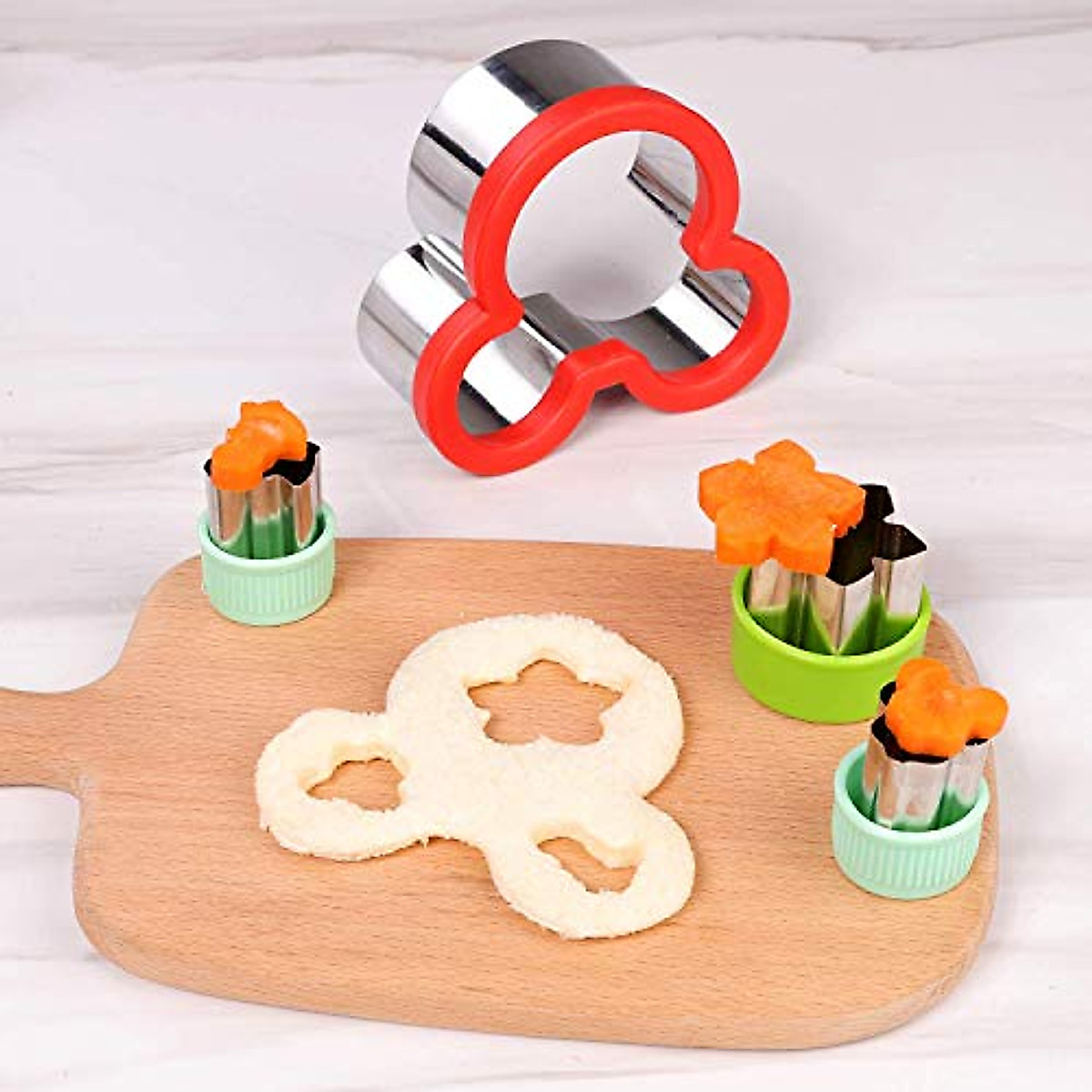 Stainless Steel Sandwiches Cutter set, Mickey Mouse & Dinosaur & Heart & Star Shapes Sandwich Cutters Cookie Cutters Vegetable cutters-Food Grade Cookie Cutter Mold for Kids (Big+Small, 12pac)
