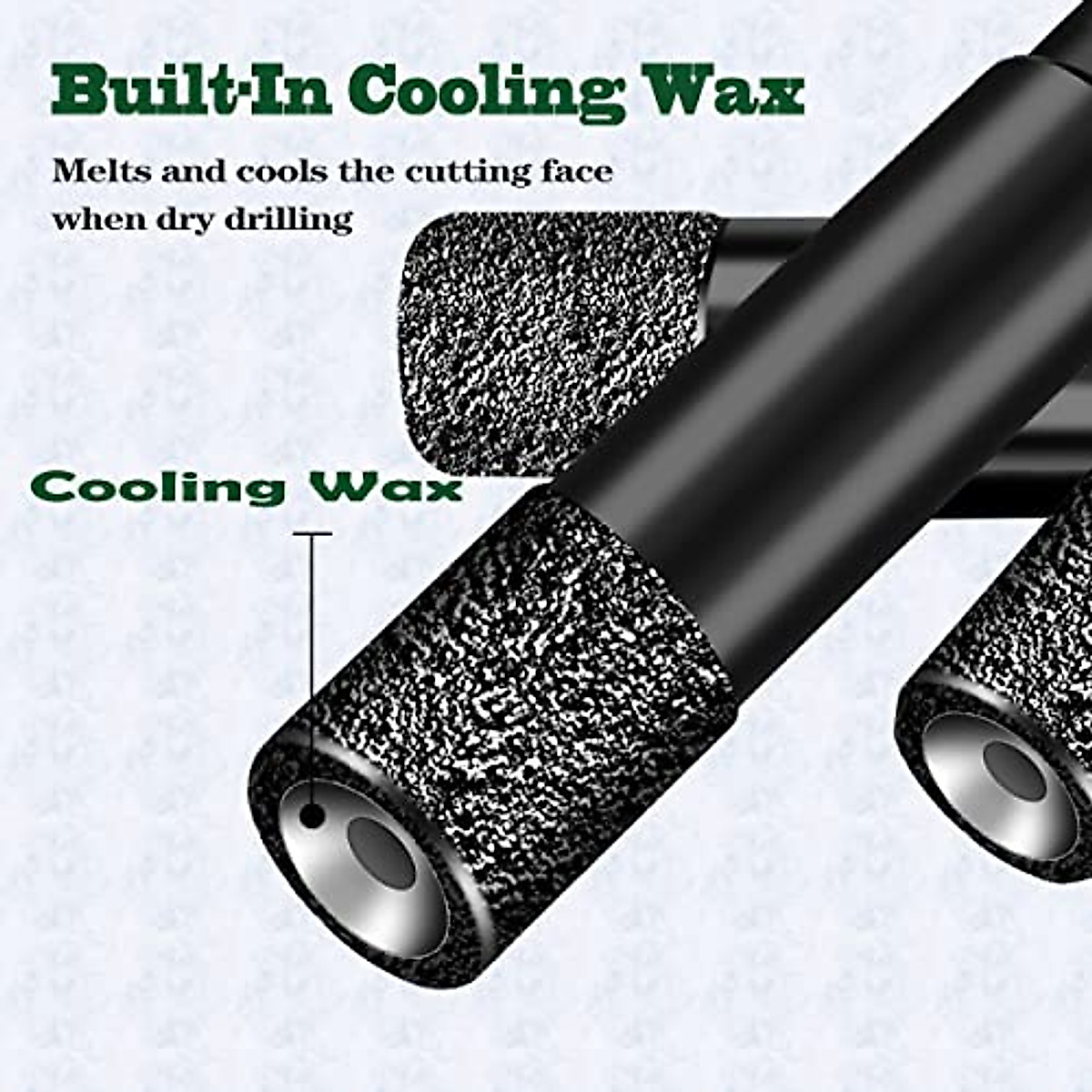 JOERIC Black 1/4" Dry Diamond Drill Bits Set, 11 PCS 6mm Diamond Core Drill Bit with Storage Bottle for Granite Marble Tile Ceramic Stone Glass Hard Materials (Not for Wood)