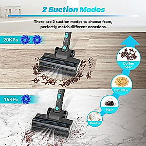 DevoacTech Cordless Vacuum Cleaner, 6 in 1 Ultra-Lightweight Stick Vacuum, 2200mAh Battery Up to 40mins Runtime, Powerful Handheld Vacuum for Hard Floor Carpet Pet Hair Home -N300